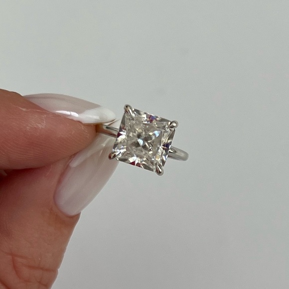 Jewelry | 3ct Square Radiant Cut Moissanite Solitaire Engagement Ring ...